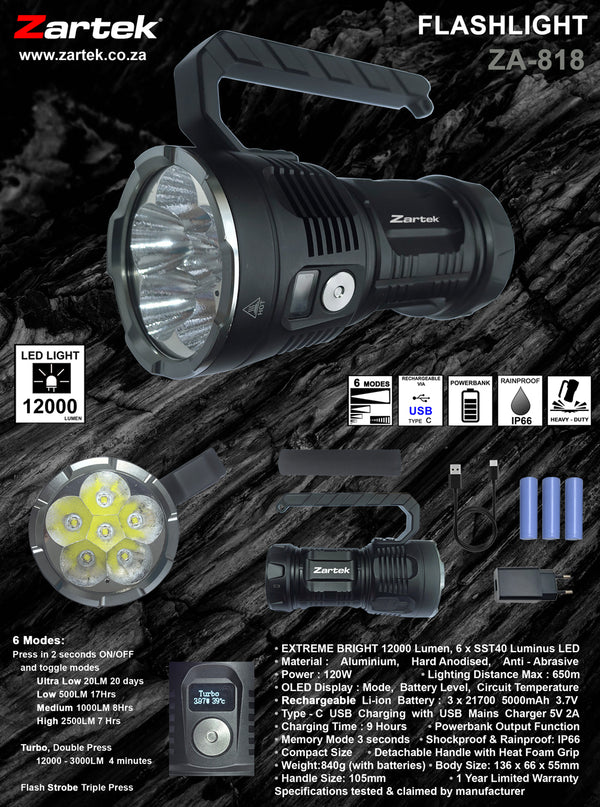 Zartek ZA-818 Flashlight - Drifters Adventure Centre